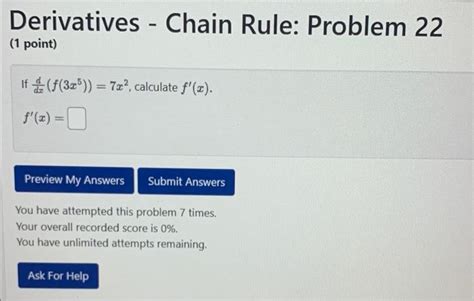 solved derivatives chain rule problem 22 1 point if