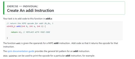 solved exercise individual create an addi instruction your