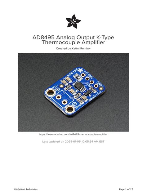 Ad8495 Thermocouple Amplifier Pdf Thermocouple Analog To Digital