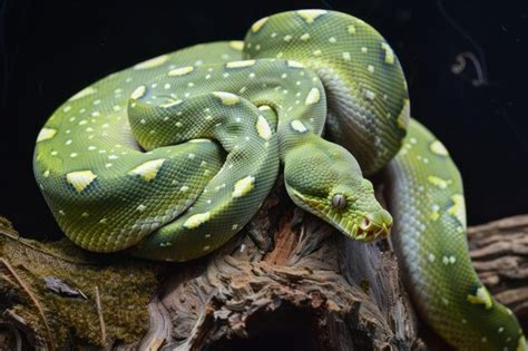 Green Tree Python On Branch Premium Ai Generated Image