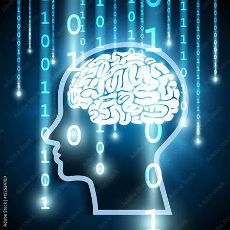 Human Brain And Binary Code Stream Vector Stock Vector Adobe Stock