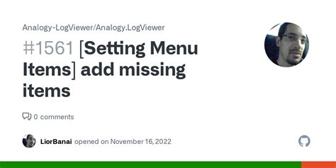 Setting Menu Items Add Missing Items · Issue 1561 · Analogy