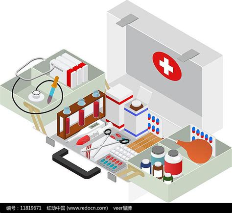 药箱药品药物仪器卡通扁平元素图片下载红动中国