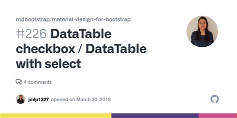 Datatable Checkbox Datatable With Select · Issue 226 · Mdbootstrap