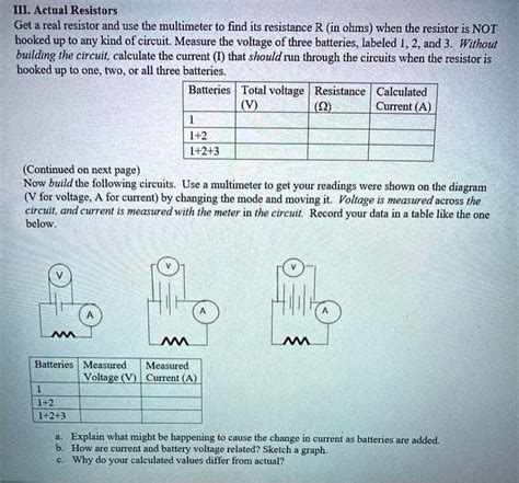 Mi Actual Resistors Get Real Resistor And Use The Multimeter To Find Its Resistance R In Ohms