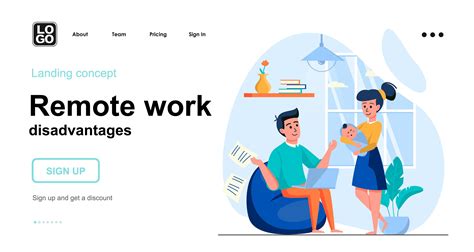 Remote Work Disadvantages Web Concept Landing Page Template 3008719 Vector Art At Vecteezy