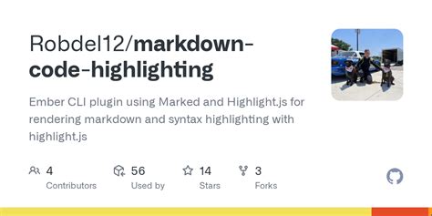 github robdel12 markdown code highlighting ember cli plugin using marked and highlight js for