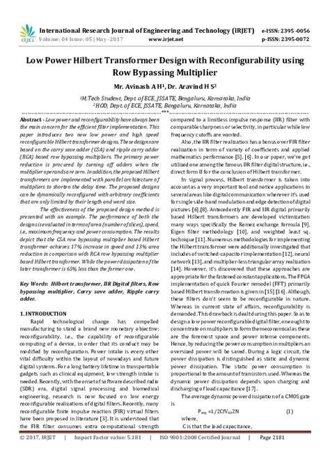 Pdf Low Power Hilbert Transformer Design With Reconfigurability Using