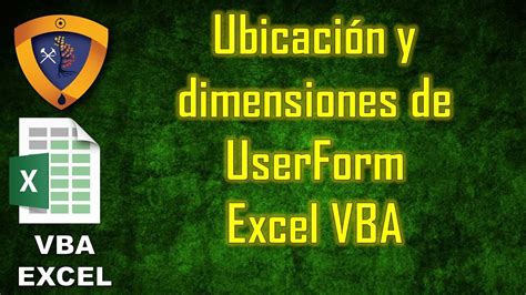 Ubicación y dimensiones de UserForm MS Excel VBA YouTube