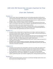 EVR 1001 Final Exam Study Guide Docx EVR 1001 RVF Revisit The Concepts Important For Final