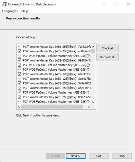 extract keys