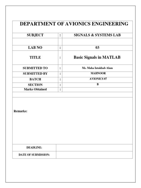 Signals And System Lab 4 Pdf Function Mathematics Mathematical Objects