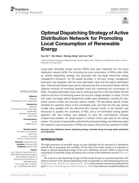 Pdf Optimal Dispatching Strategy Of Active Distribution Network For Promoting Local