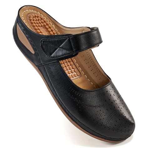 Perforated Wedge Mules Massage Footbed Closed Toe Slip On Slide Shoes