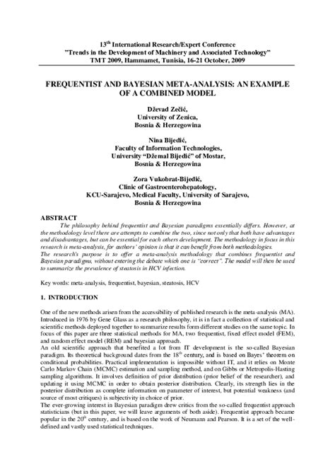 pdf frequentist and bayesian meta analysis an example of a combined