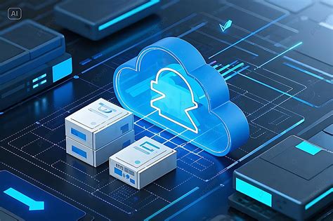 Cloud Migration Process With Data Transfer Illustration Background Cloud Migration Data