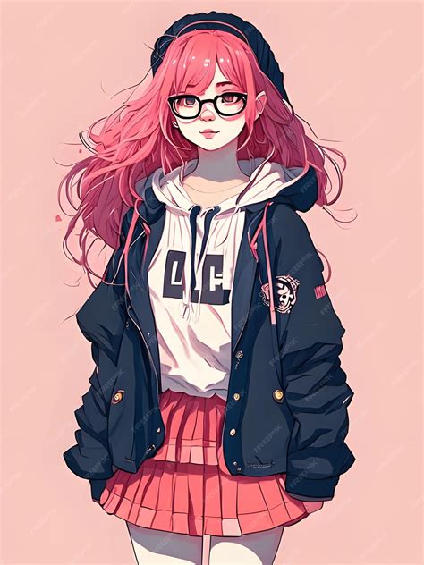 Premium Ai Image Hand Drawn Anime Girl With Harajuku Fashion Style