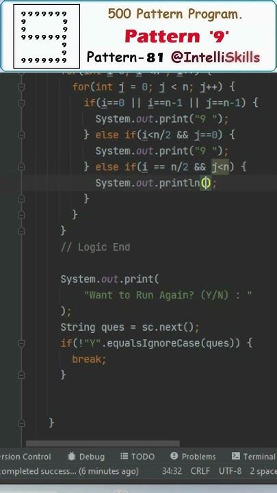 Java Pattern 81 Print 9 Java Pattern Programs Shorts Java