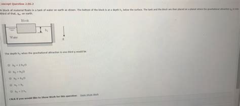 Solved Concept Question A Block Of Material Floats In Chegg