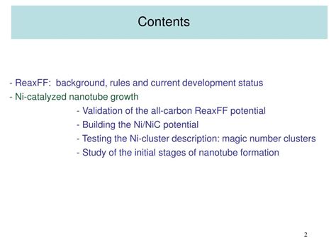 ppt application of the reaxff reactive force fields to nanotechnology