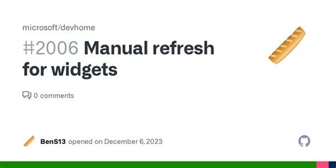 Manual Refresh For Widgets · Issue 2006 · Microsoftdevhome · Github
