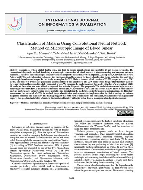 Classificationofmalariausingconvolutionalneur Pdf Malaria Machine Learning