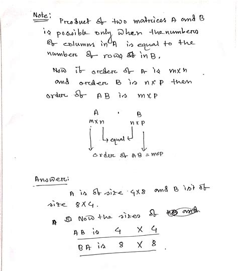 [solved] the sizes of matrices a and b are given find the sizes of ab