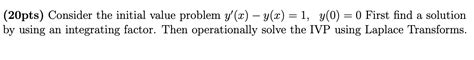 Solved Pts Consider The Initial Value Problem Chegg