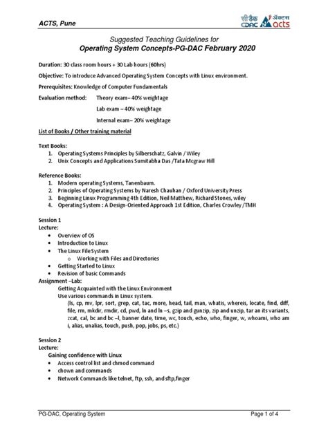 Operating System Concepts Pg Dac Suggested Teaching Guidelines For Pdf Scheduling