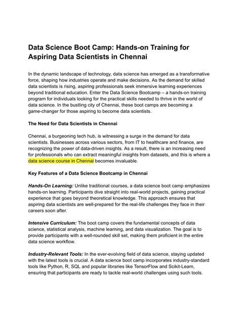 PPT - Data Science Boot Camp_ Hands-on Training for Aspiring Data Scientists in Chennai ...