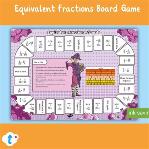Equivalent Fractions Wizard Board Game
