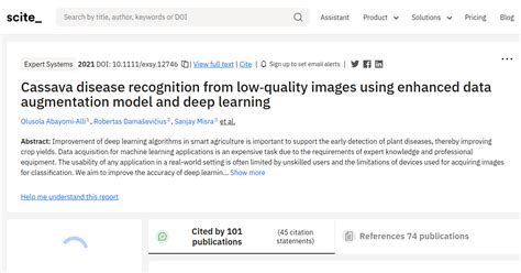 [citation Report] Cassava Disease Recognition From Low‐quality Images