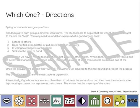 Depth And Complexity Fluency Activity Which One Grades 2 12 The Center For Depth And