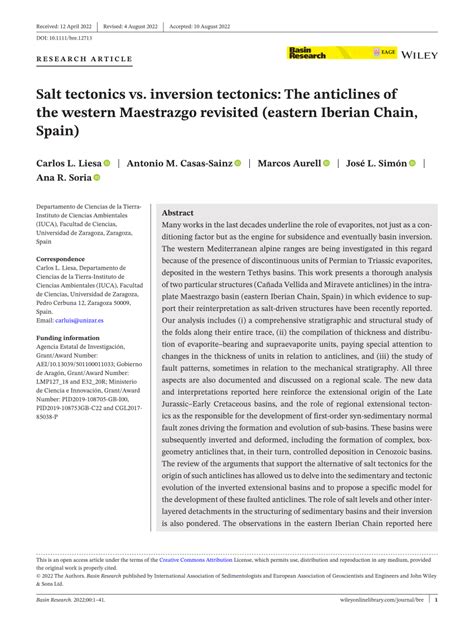 Pdf Salt Tectonics Vs Inversion Tectonics The Anticlines Of The Western Maestrazgo Revisited