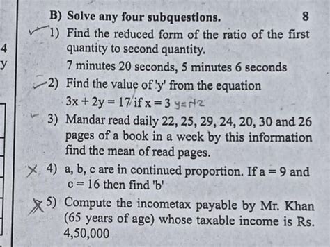 B Solve Any Four Subquestions 81 Find The Reduced Form Of The Ratio O