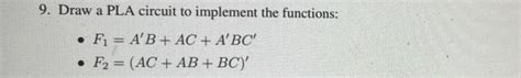 Solved 9 Draw A Pla Circuit To Implement The Functions •