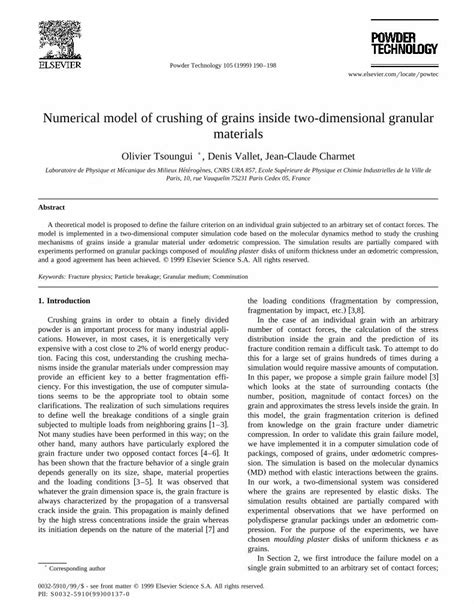 pdf numerical model of crushing of grains inside two dimensional