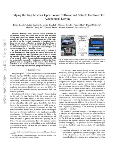 Bridging The Gap Between Open Source Software And Vehicle Hardware For