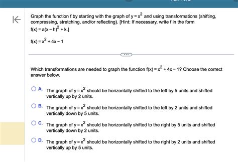 Solved Graph The Function F By Starting With The Graph Of Chegg