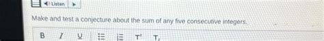 Solved Make And Test A Conjecture About The Sum Of Any Five