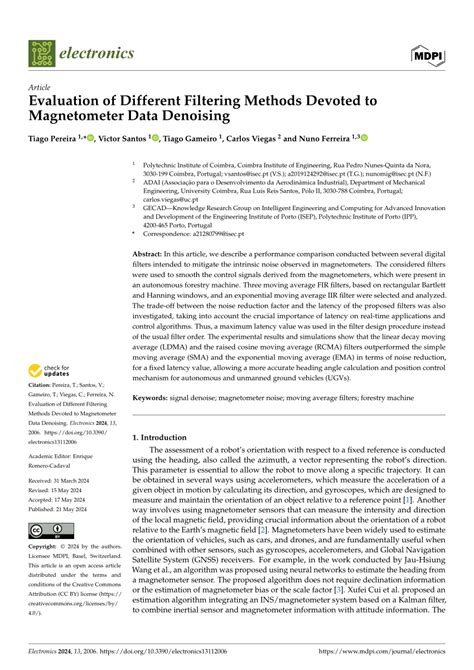 Pdf Evaluation Of Different Filtering Methods Devoted To Magnetometer