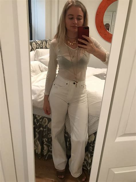 A Month Of Outfit Mirror Selfies Black Bra White Shirt White Shirt