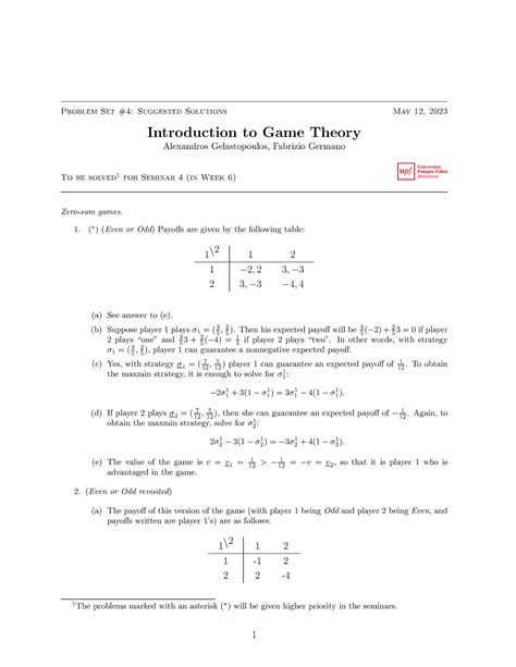 Solutions To Problem Set 4 Problem Set 4 Suggested Solutions May