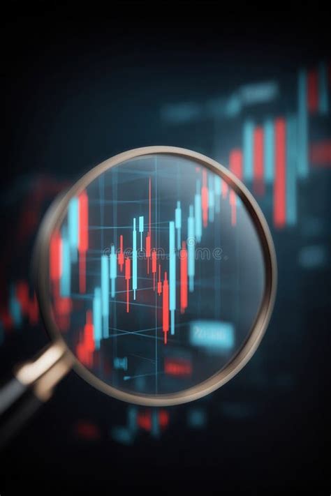Magnifying Glass Analyzing Financial Stock Market Data Chart Stock