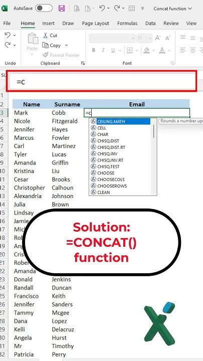 🇺🇸 Excel Tricks 🔗 The Concat Function Shorts Youtube