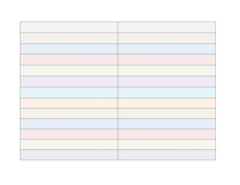 2 Column Chart Blank Table Printable Template