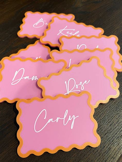 Personalised Wavy Border Place Cards Custom Name Tags