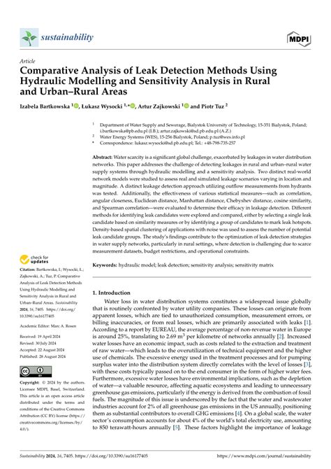 Pdf Comparative Analysis Of Leak Detection Methods Using Hydraulic