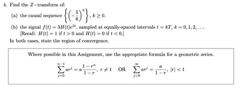 solved 4 find the z transform of a the causal sequence