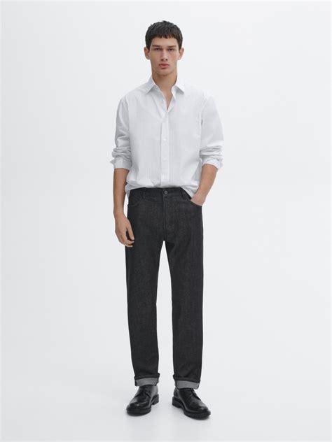 بنطلون جينز ضيق من القطن المخلوط · أسود · Dressy Massimo Dutti